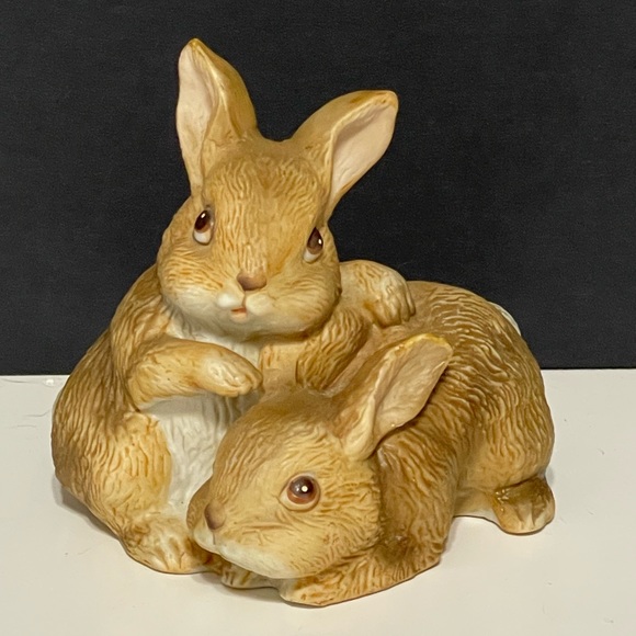 Accents | Vtg Homco Ceramic 2 Brown Bunny Rabbit Figurine | Poshmark